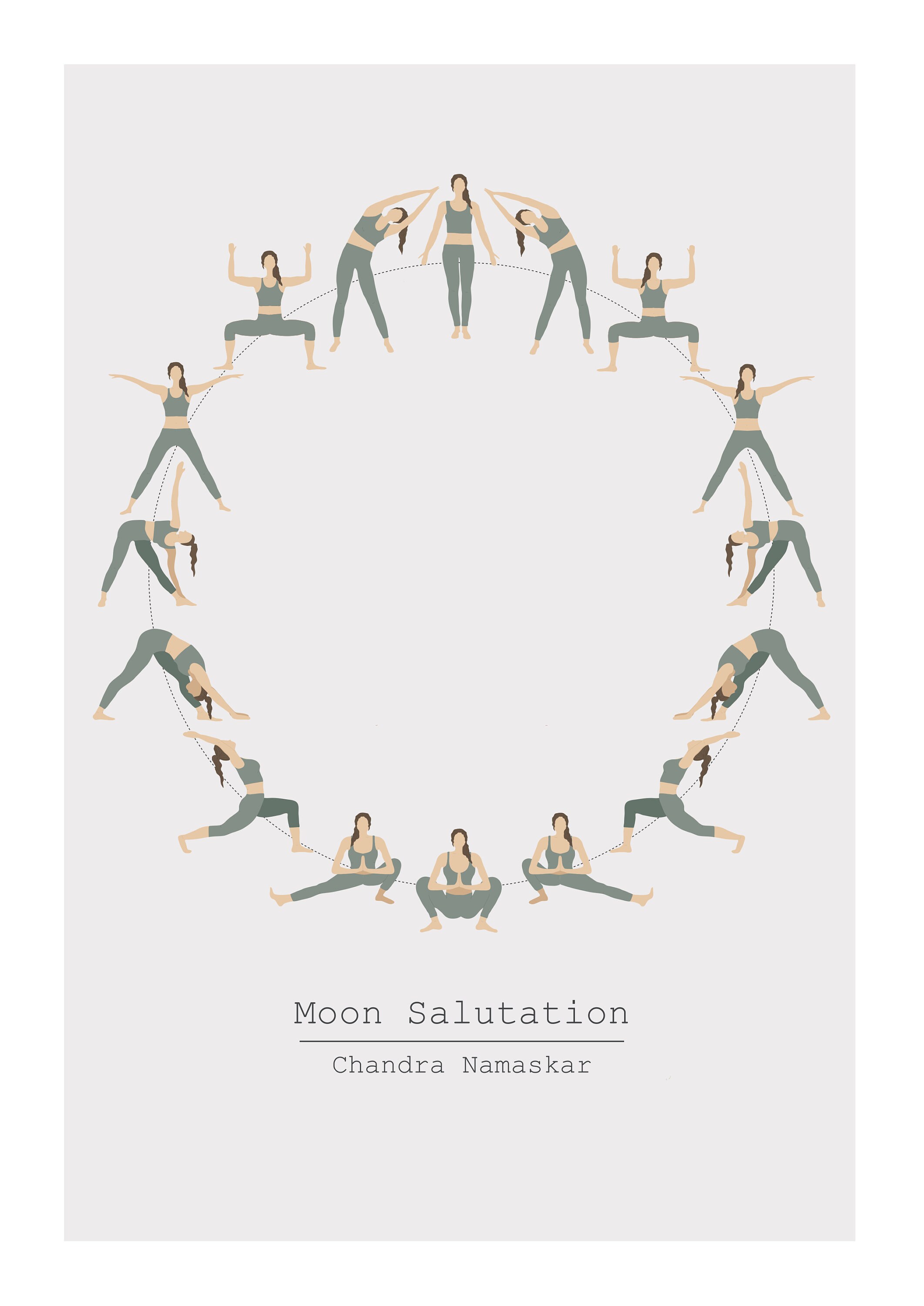 Set of 2 Yoga Posters Sun Salutation Poster Moon Salutation - Etsy