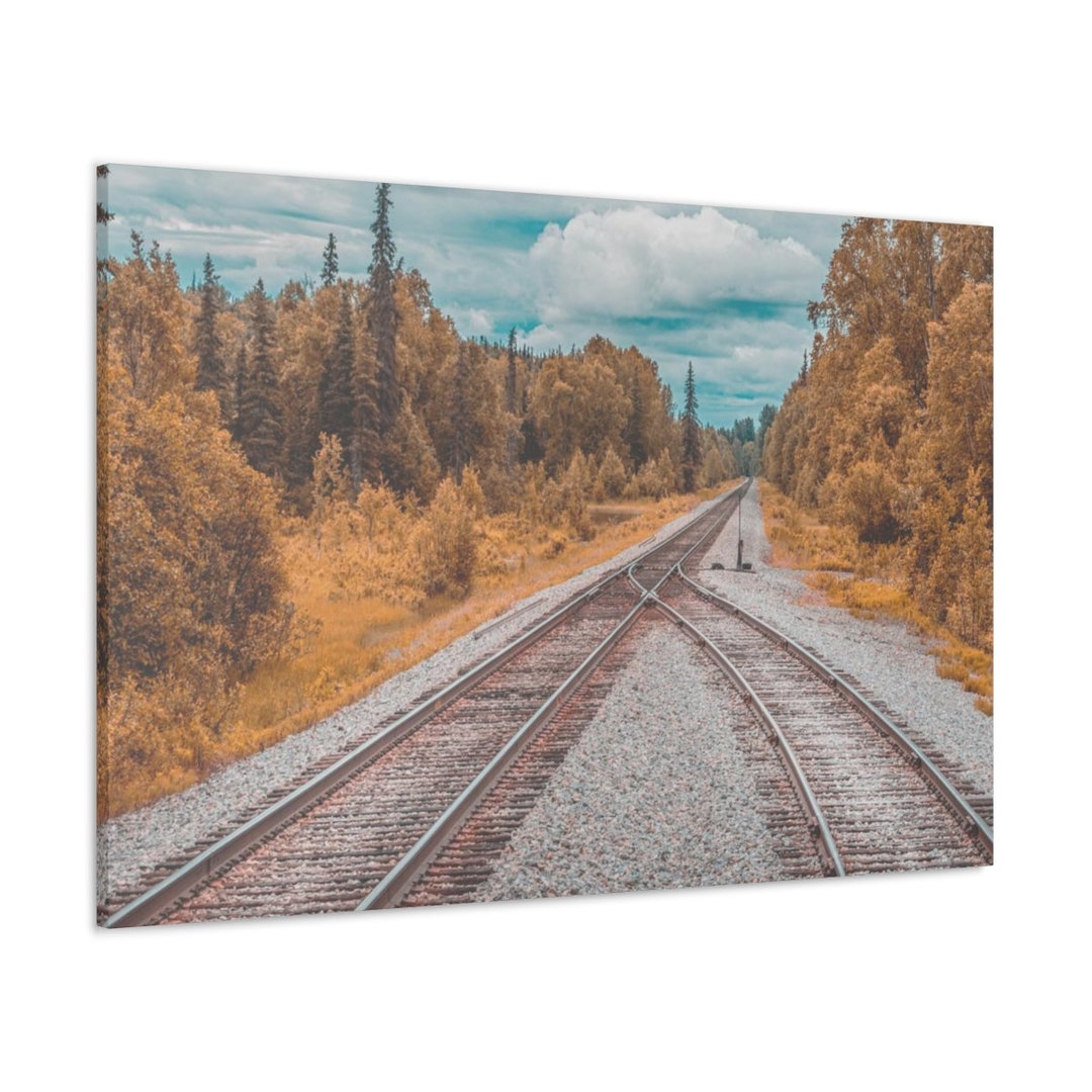 Railroad Track Canvas Print, Alaska Nature Landscape Wall Art, Fall or ...