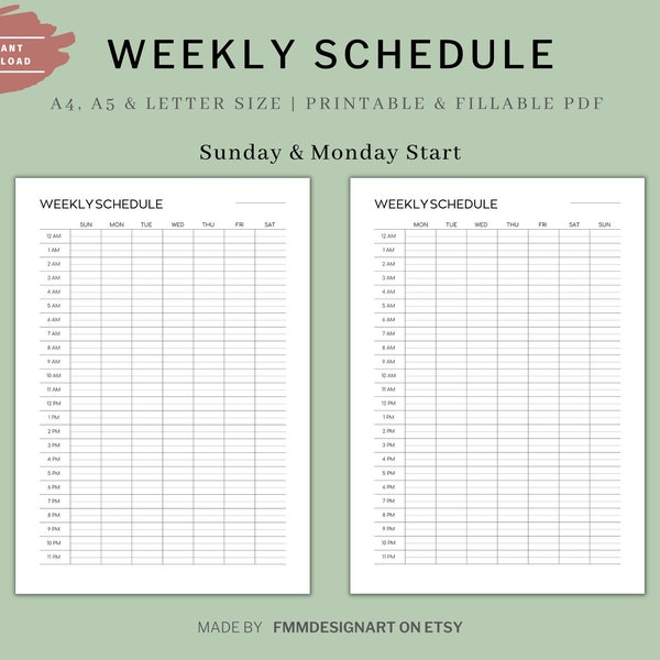 Weekly Schedule - Etsy