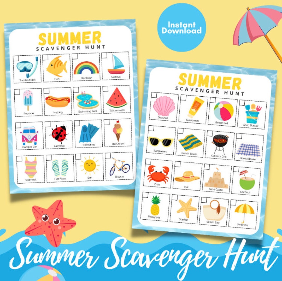 Summer Scavenger Hunt for Kids Summer Games Kids Road Trip Games ...