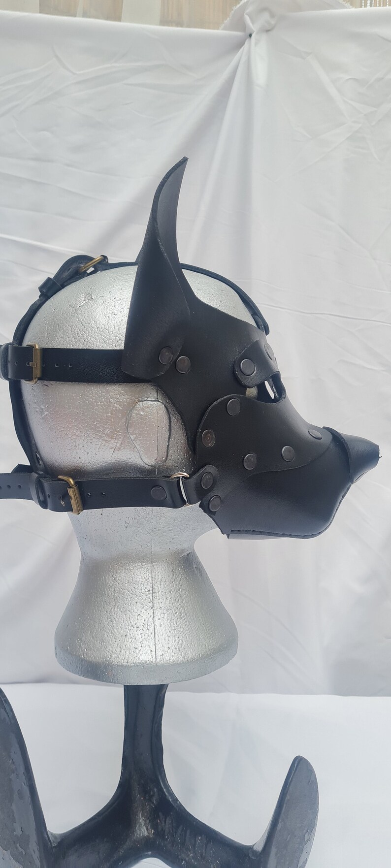 Black Leather Pup Mask - Etsy