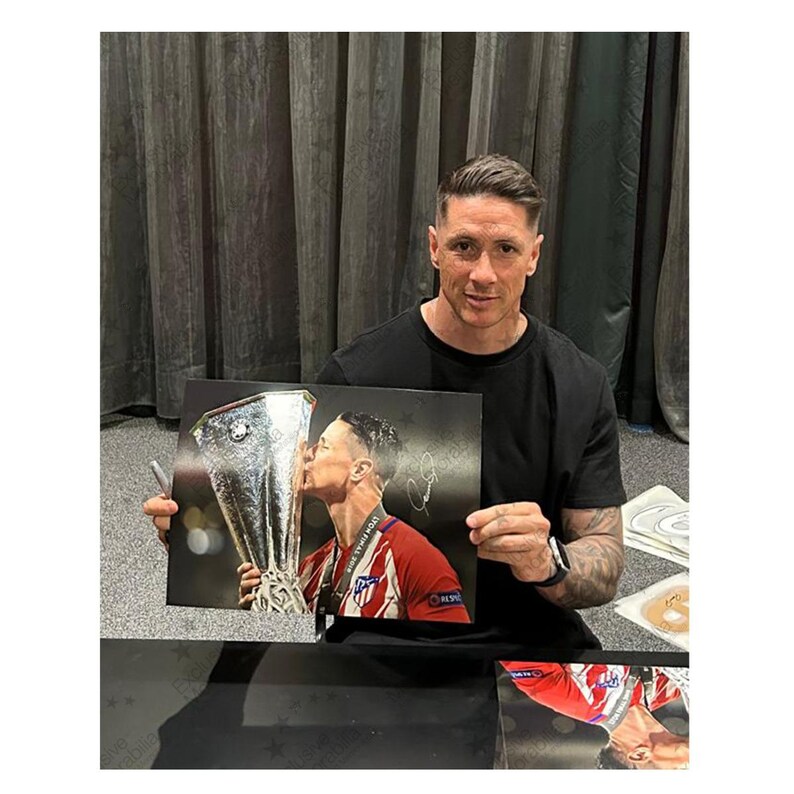 Fernando Torres Signed Atletico Madrid Football Photo: Europa Trophy ...