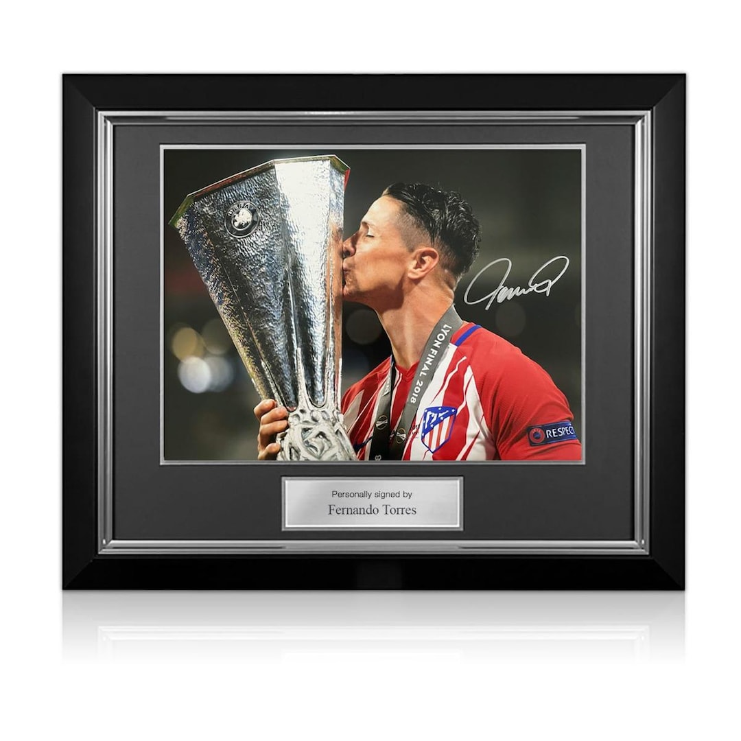 Fernando Torres Signed Atletico Madrid Football Photo: Europa Trophy ...