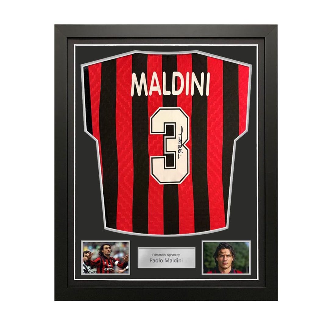 Paolo Maldini Signed AC Milan 1996 Home Football Shirt. Standard Frame ...