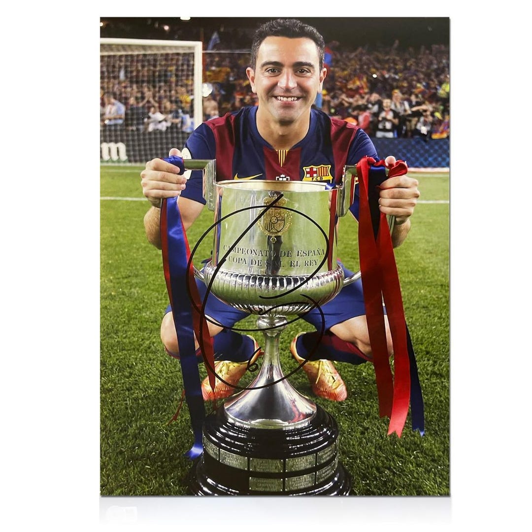 Xavi Signed Barcelona Football Photo: Copa Del Rey - Etsy