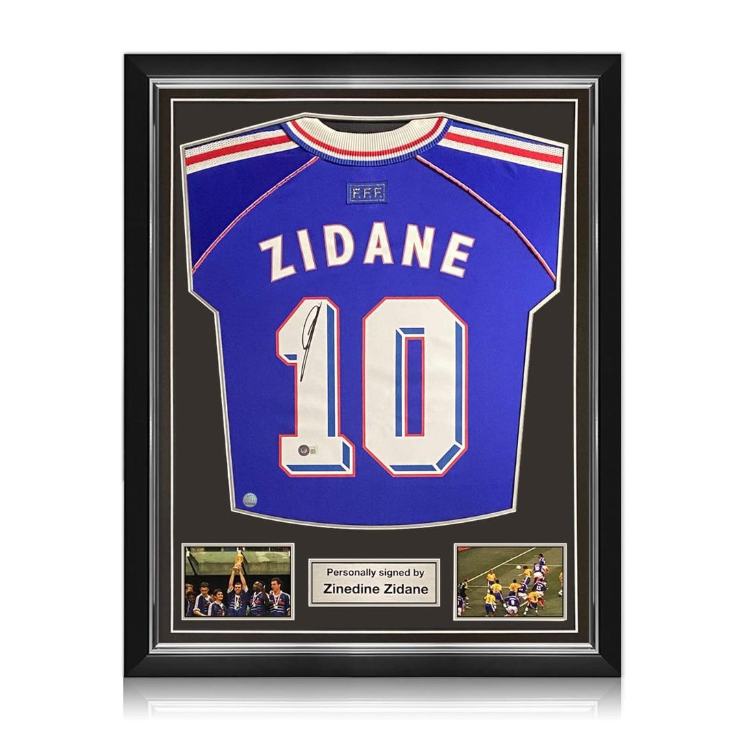 Zinedine Zidane Signed France 1998 Home Football Shirt. Superior Frame ...