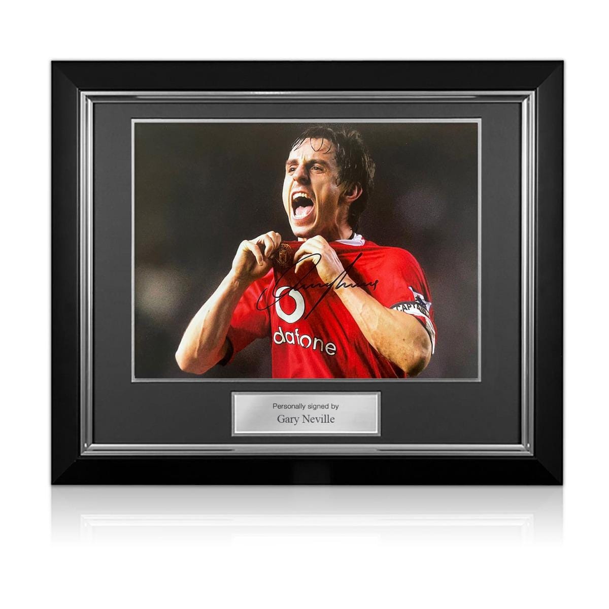 Gary Neville Signed Manchester United Football Photo: Badge. Deluxe ...