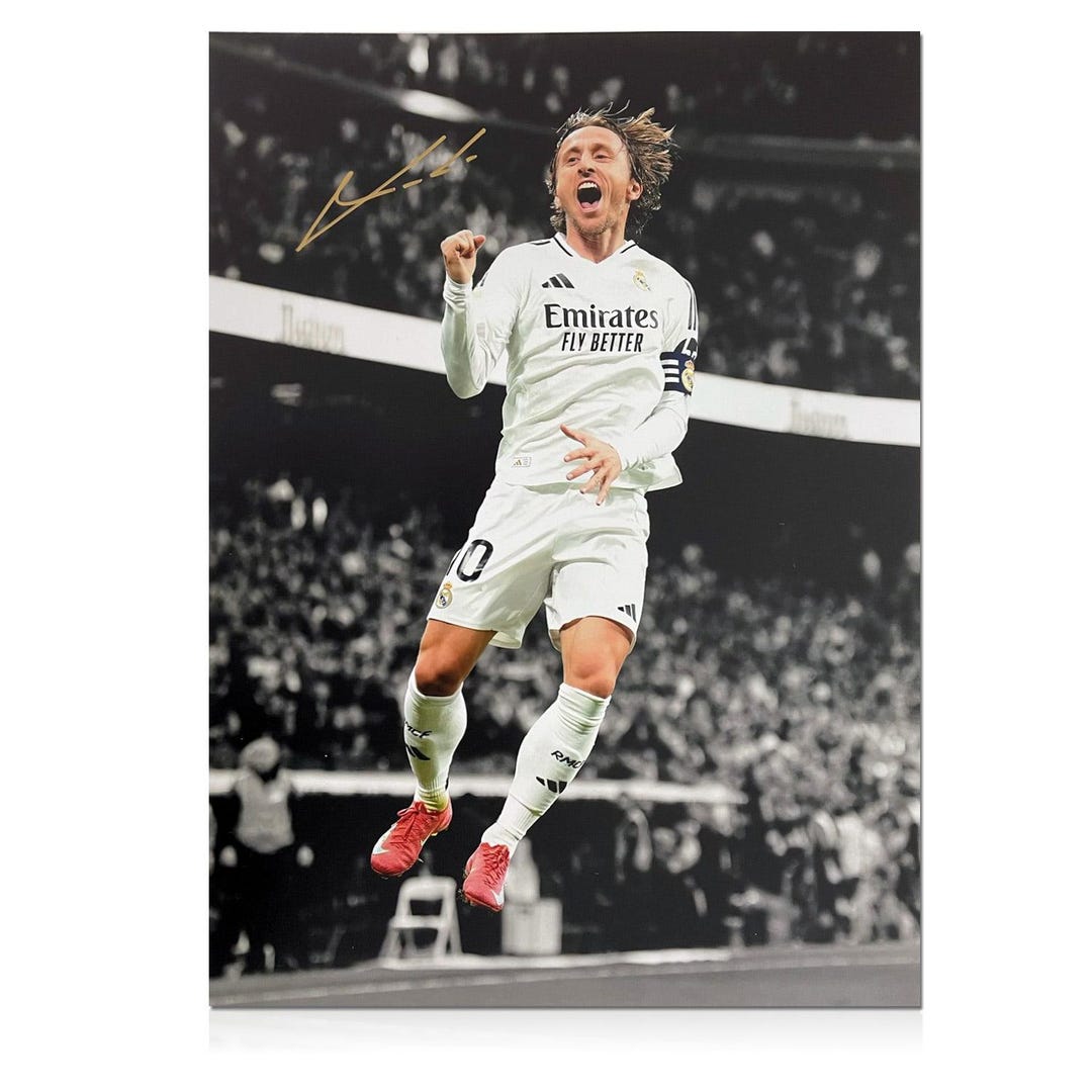 Luka Modric Signed Real Madrid Football Photo: Goal Celebration (mono ...