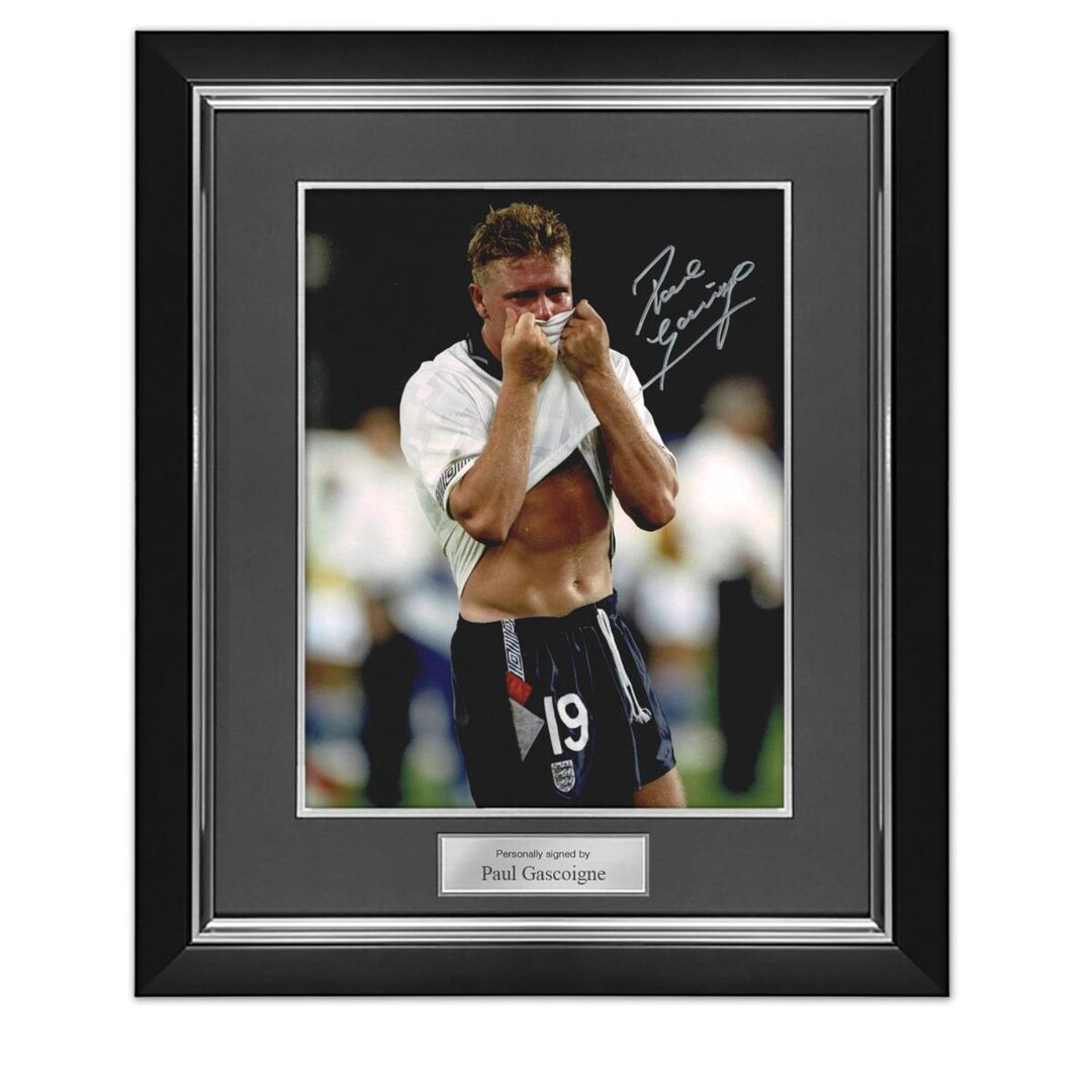 Paul Gascoigne Signed England Photo: Gazza's Tears. Deluxe Frame - Etsy