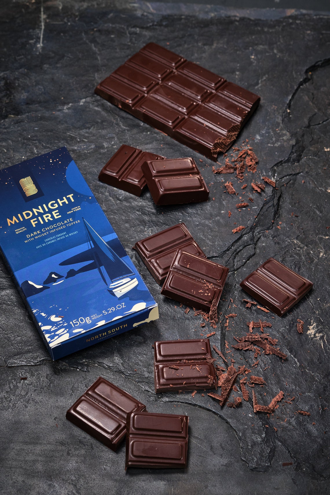 Midnight Fire Bar dark Chocolate With Whisky Infused Toffee Shareable ...