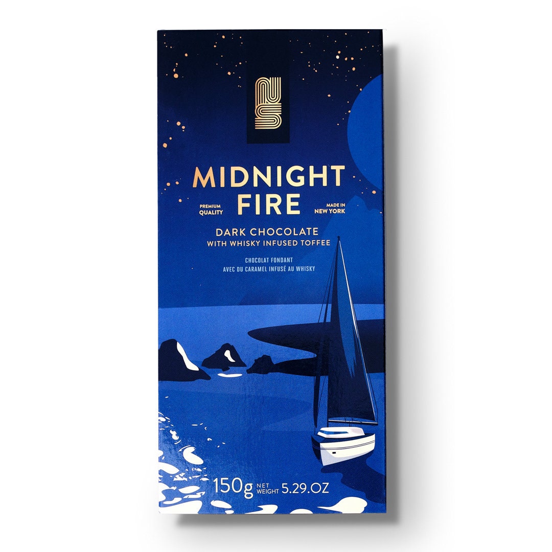 Midnight Fire Bar dark Chocolate With Whisky Infused Toffee Shareable ...