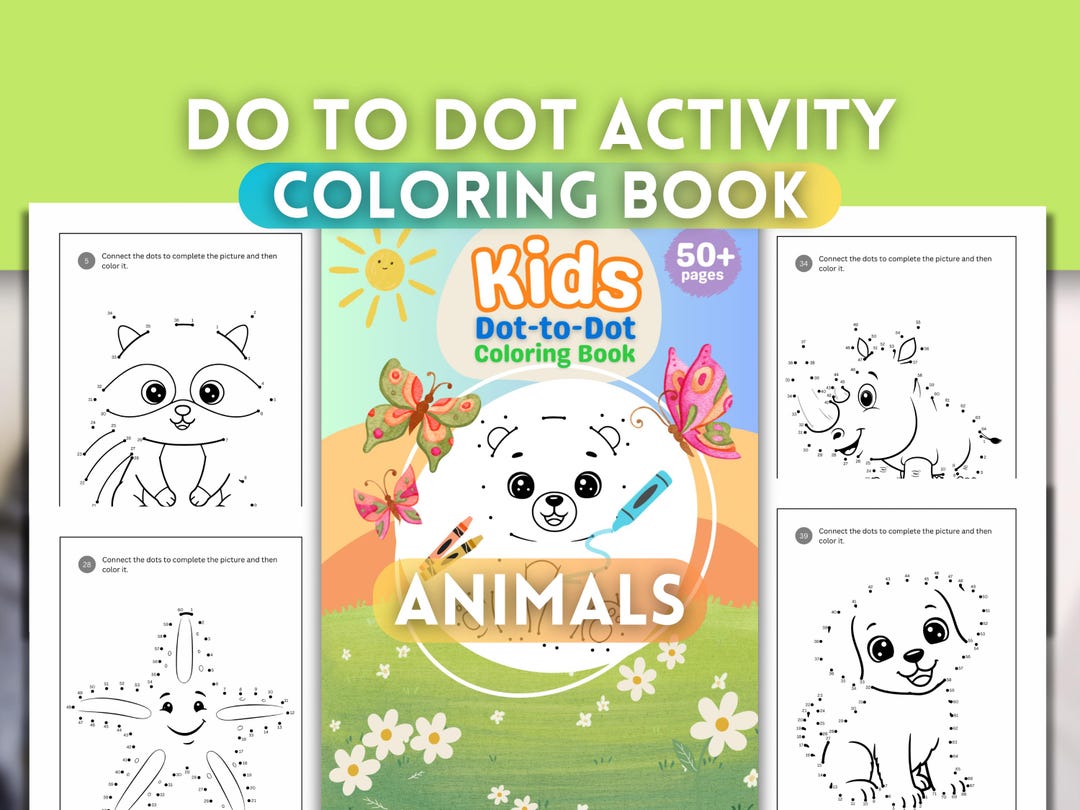 Dot to Dot Kids Printable Children Book Animals Cute Coloring Activity ...