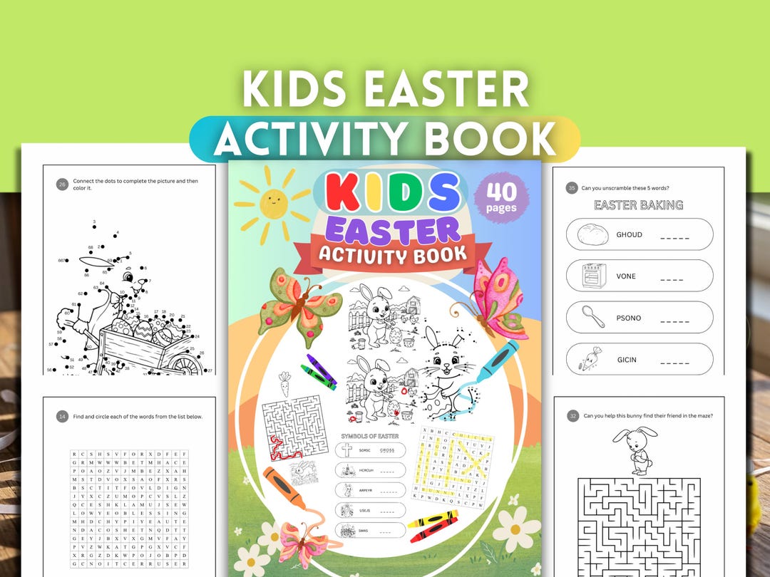 Kids Easter Activity Book Printable Children | Coloring Connect the ...