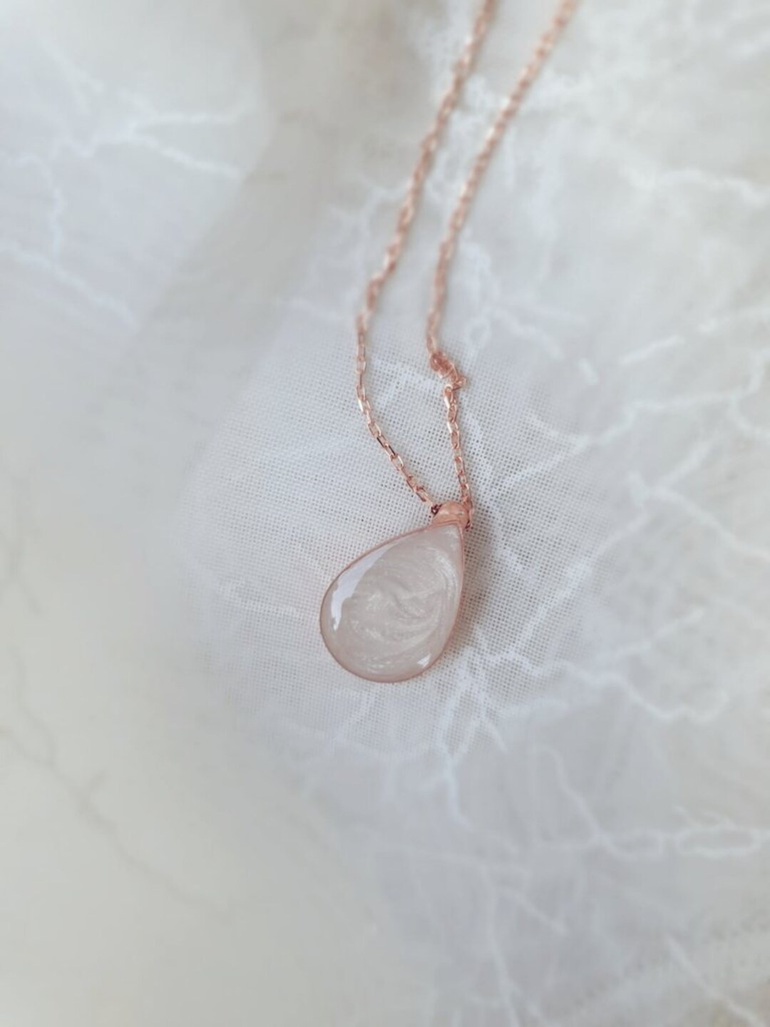 Minimalist Drop Necklace, Water Drop Pendant, Drop Necklace, 14K Rose ...