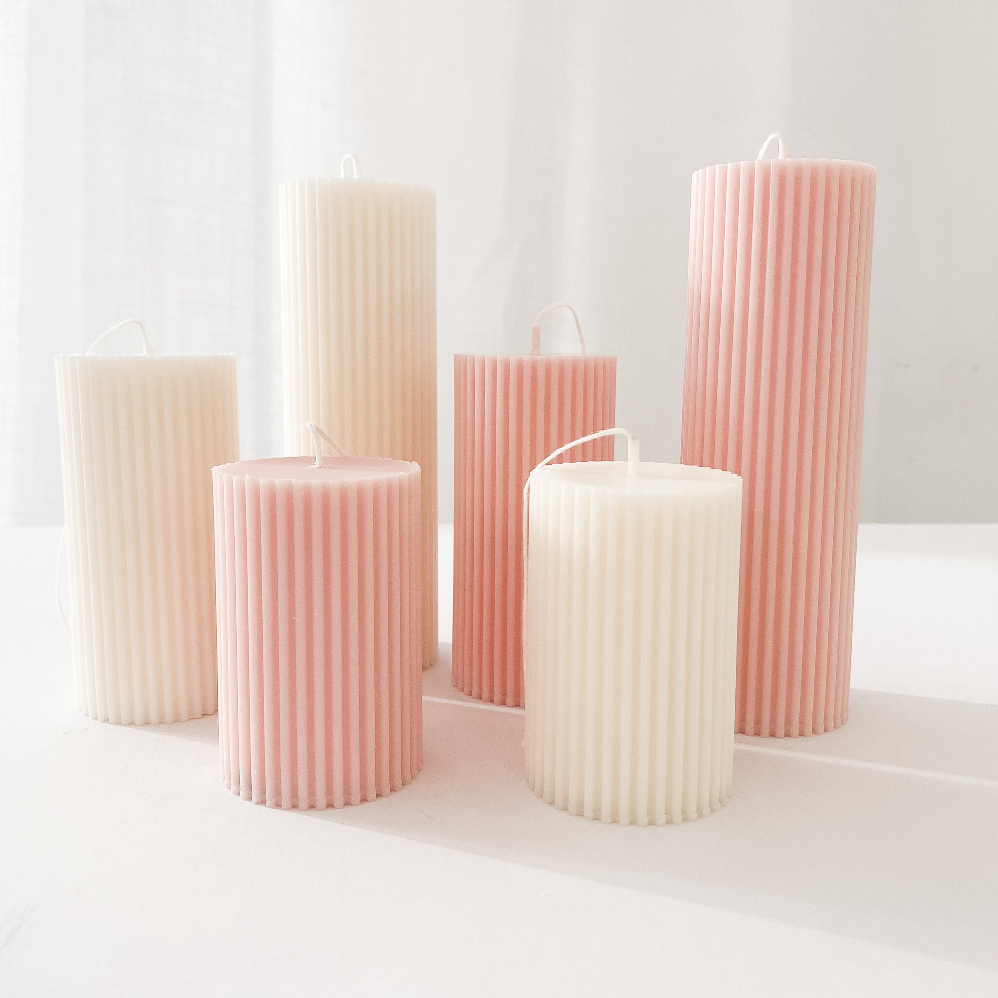 Thin Ribbed Pillar Candle - Etsy