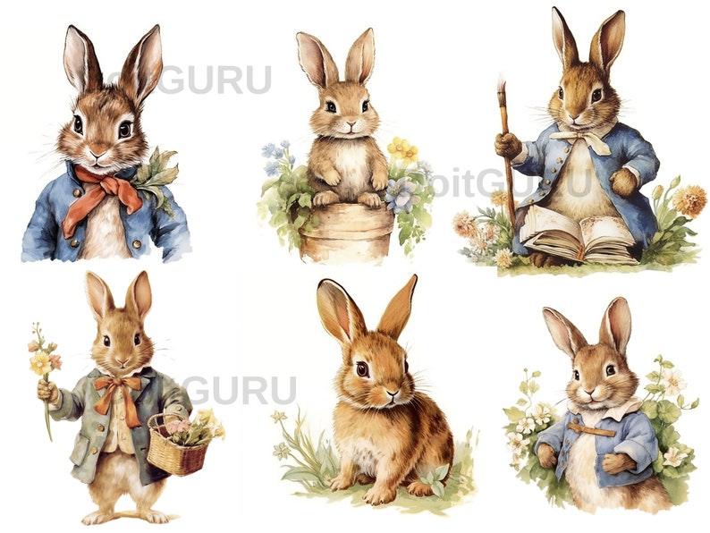 MEGAPACK 32pngs , Beatrix Potter Style PNG, Clip Art, Baby, Birthday ...