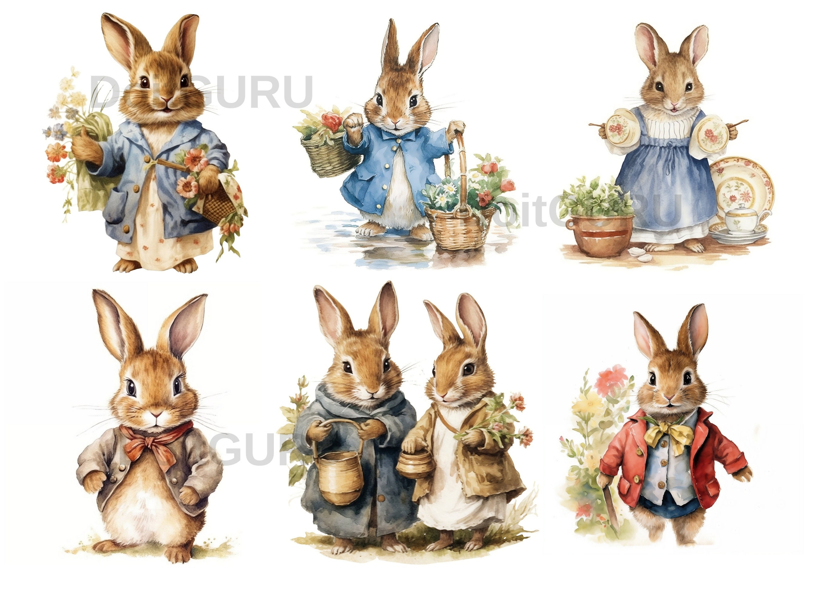 MEGAPACK 32pngs , Beatrix Potter Style PNG, Clip Art, Baby, Birthday ...