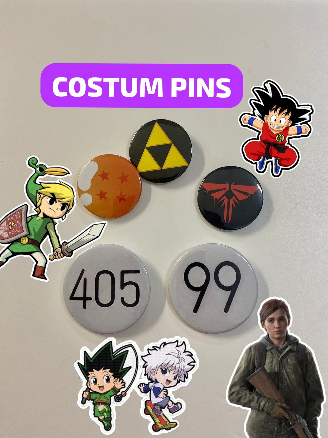Costum Pins Anime Manga Game K-pop Dragon Ball, the Last of Us, the ...