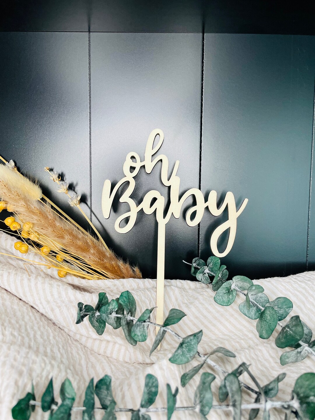 Wooden Cake Topper as a Baby Shower Decoration Birth Gift Cake Topper ...