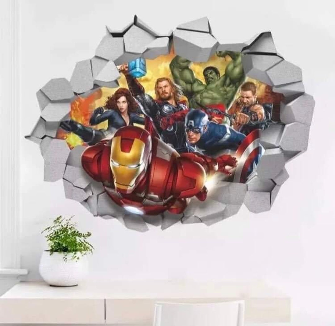Marvel Avengers 3D Vinyl Removeable Wall Sticker/wall Art/kids Bedroom ...
