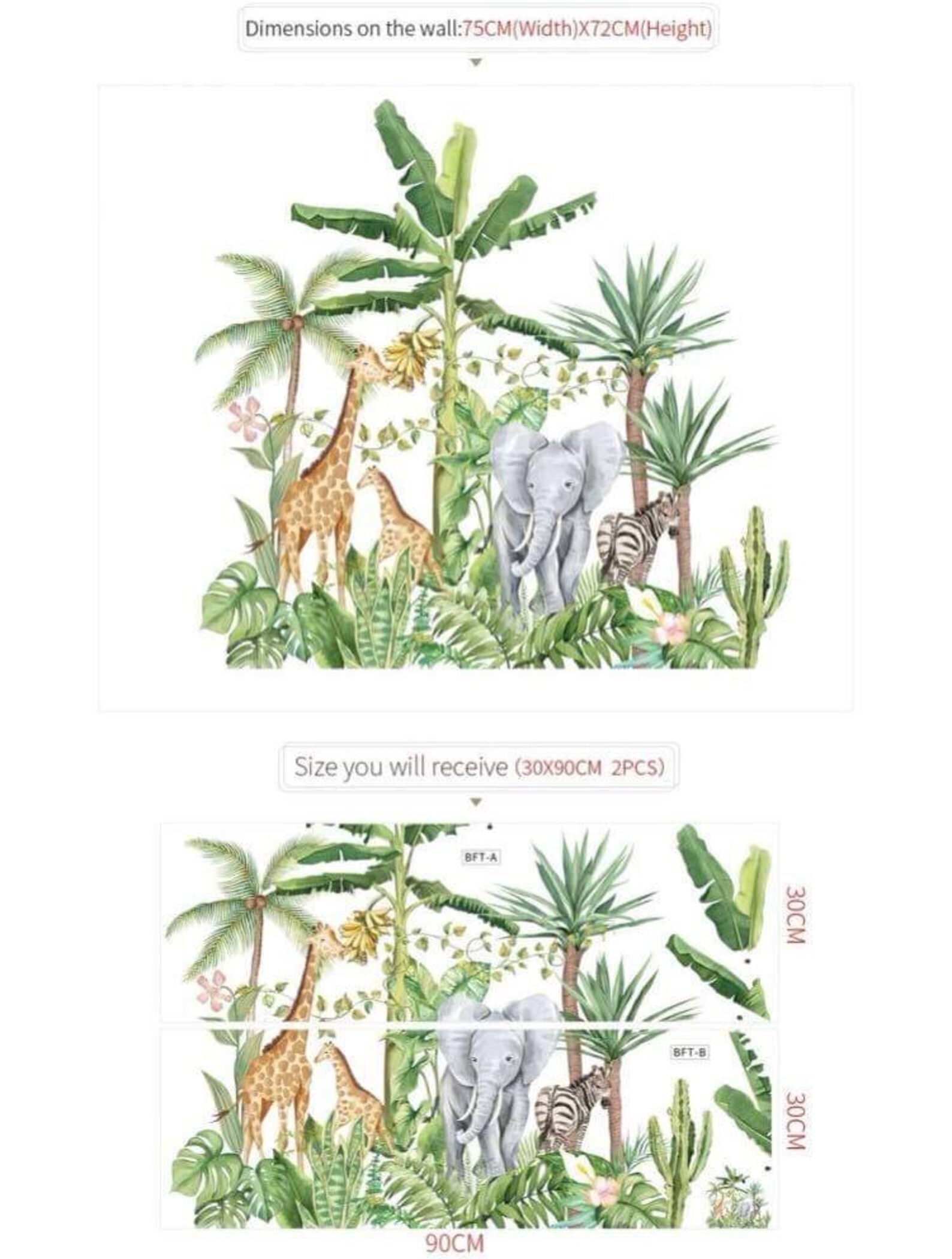 Sarfari Animals Jungle Themed Wall Stickers Wall Decor Nursery Wall Art ...