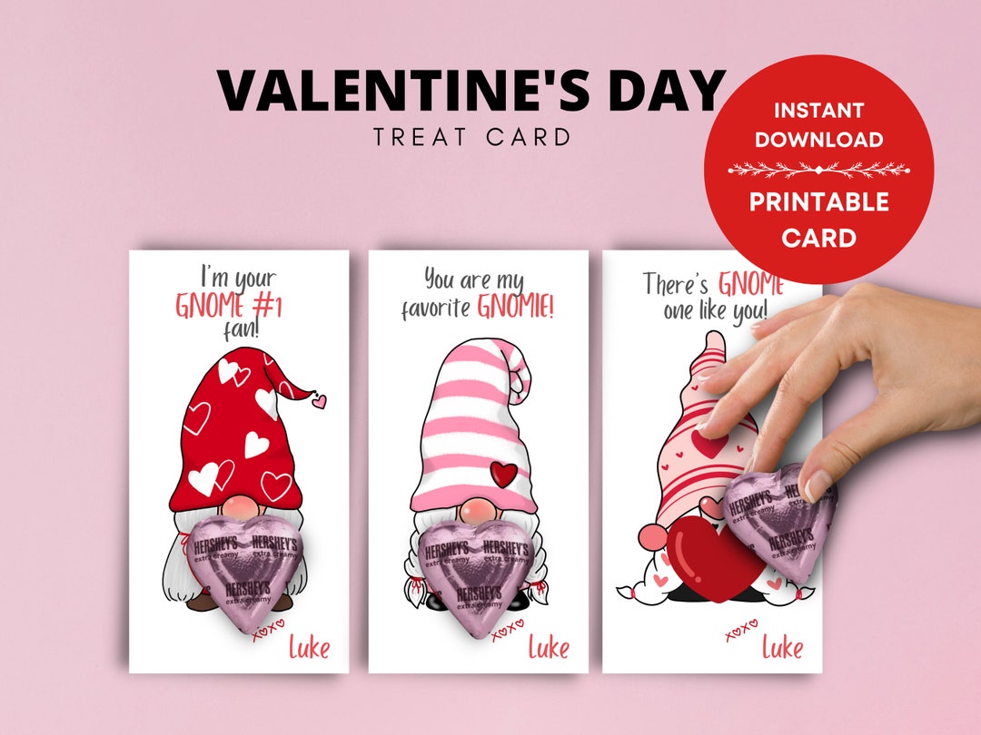 Printable Gnome Valentine for School Class Valentine Instant Download ...