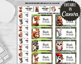 Sea Animals Printable Labels, Back to School Stickers (editable in ...