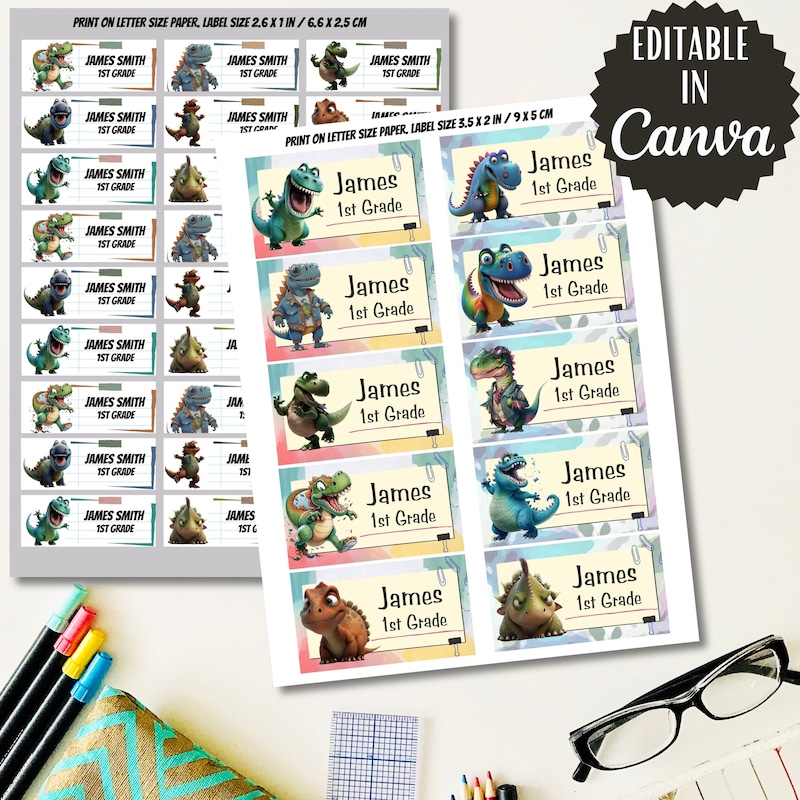 Dinosaur Labels - Etsy