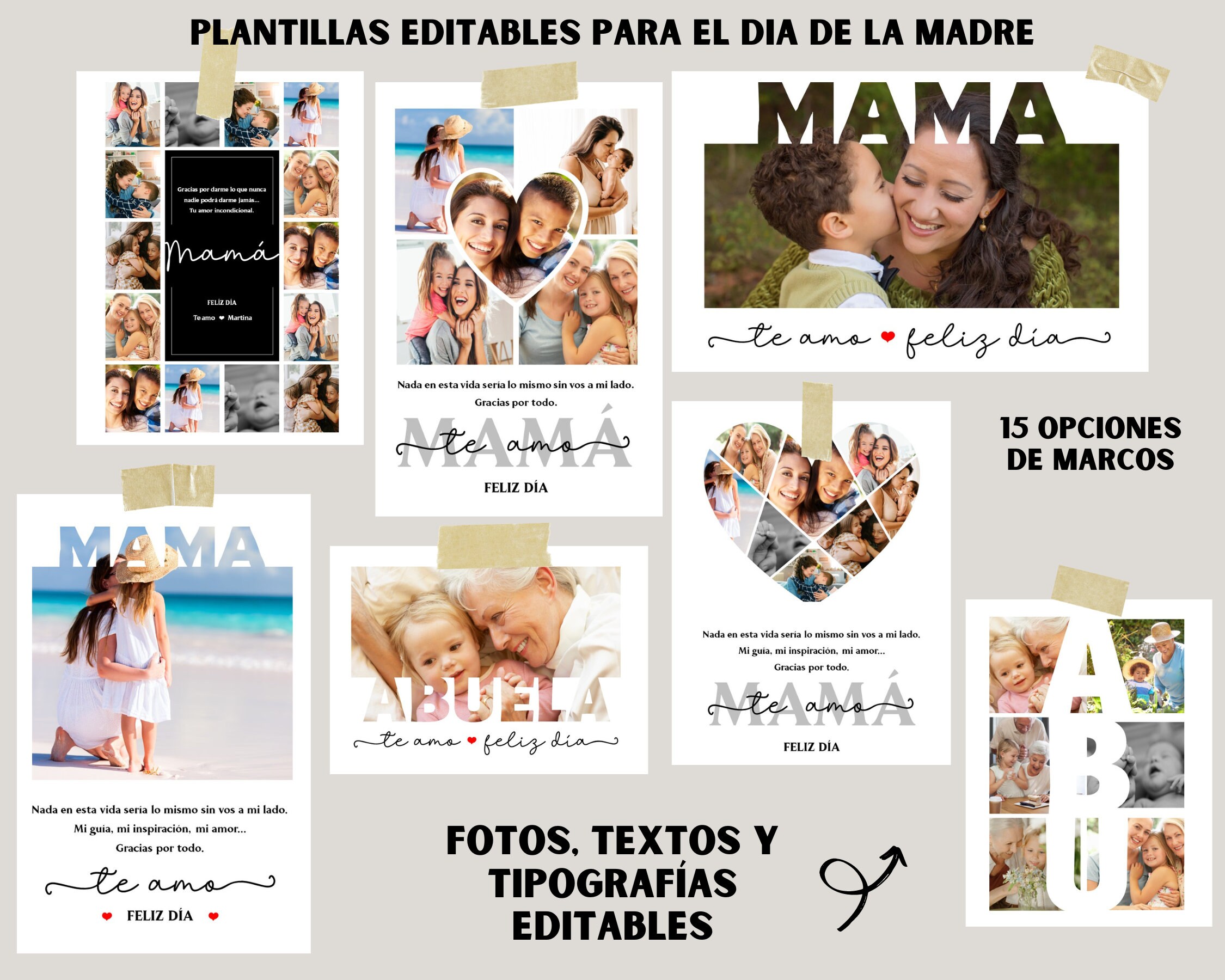 Mom Photo Collage Customizable Editable Printable Mother's - Etsy