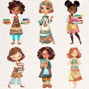 Teachers Clipart and School Supplies Boho Style Drawings for Planner ...