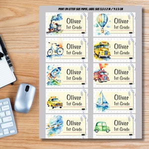 Set of Transports Printables Labels Back to School, Transports Stickers ...
