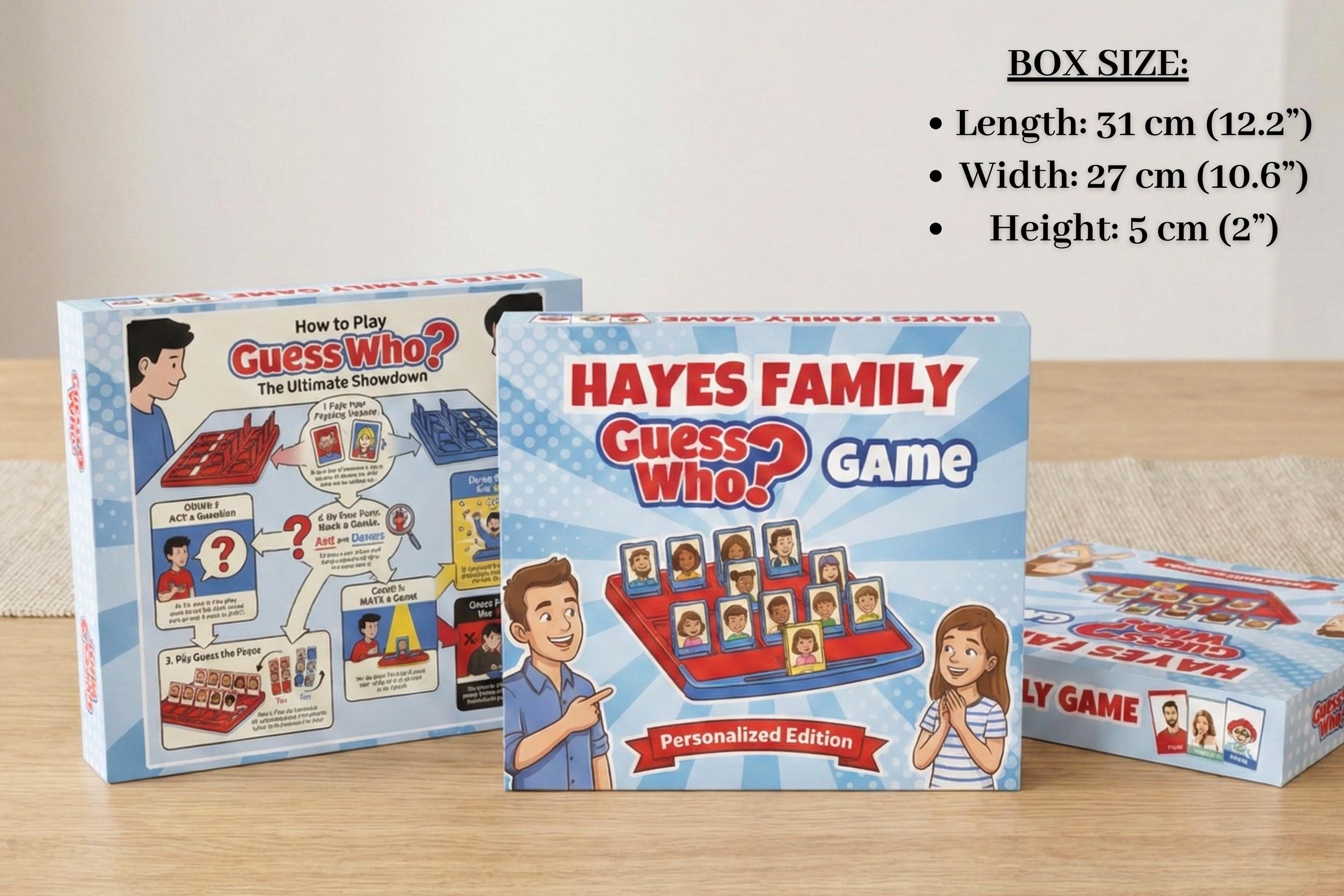 Custom Guess Who Portrait Cards, Personalized Cartoon Family Printable ...
