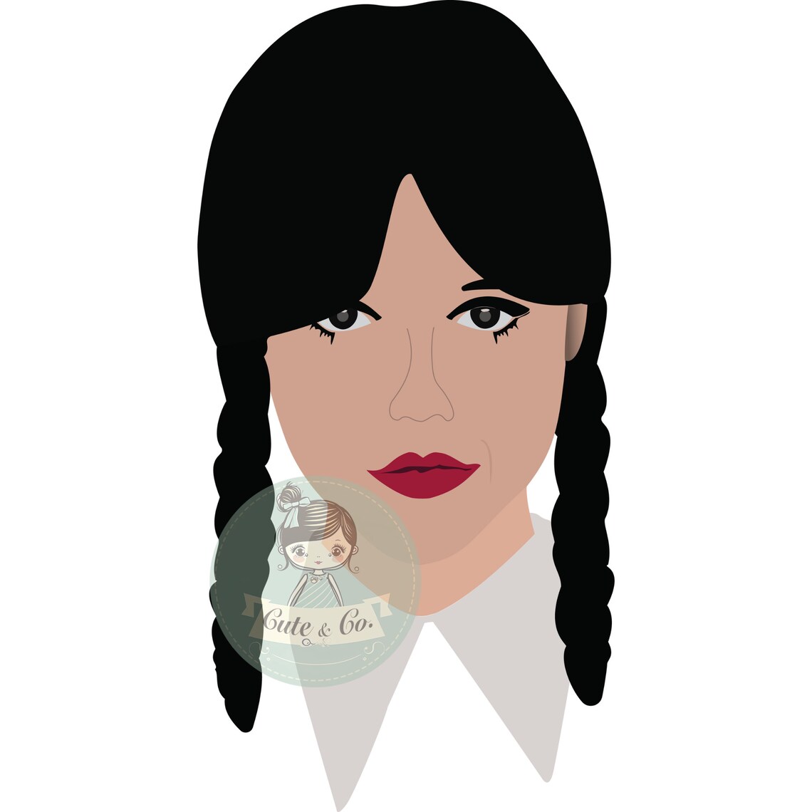 Vector and PNG Illustration of Wednesday Addams' Face - Etsy