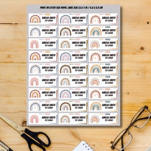 Set of Boho Rainbow Printables Labels Back to School, Boho Rainbow ...