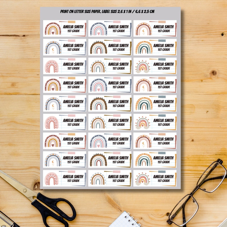 Set of Boho Rainbow Printables Labels Back to School, Boho Rainbow ...