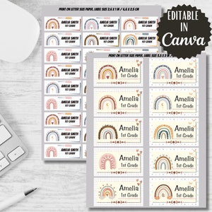 Set of Boho Rainbow Printables Labels Back to School, Boho Rainbow ...