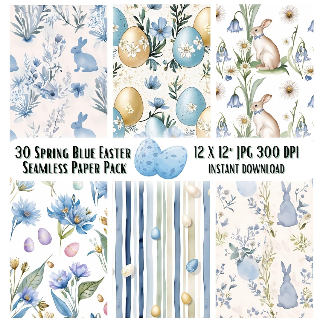 Blue Easter Seamless Pattern, Easter Background, Springtime, Easter Egg ...