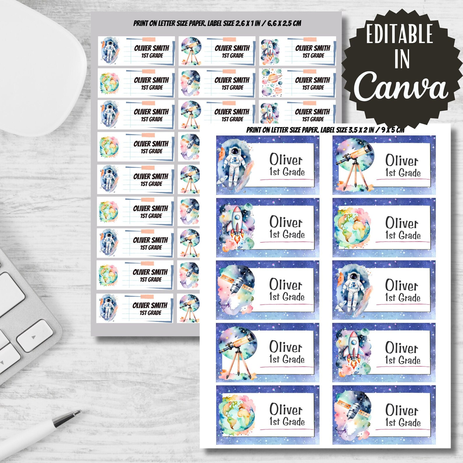 Space Stickers, Back to School Labels, Astronaut, Planets (editable in ...