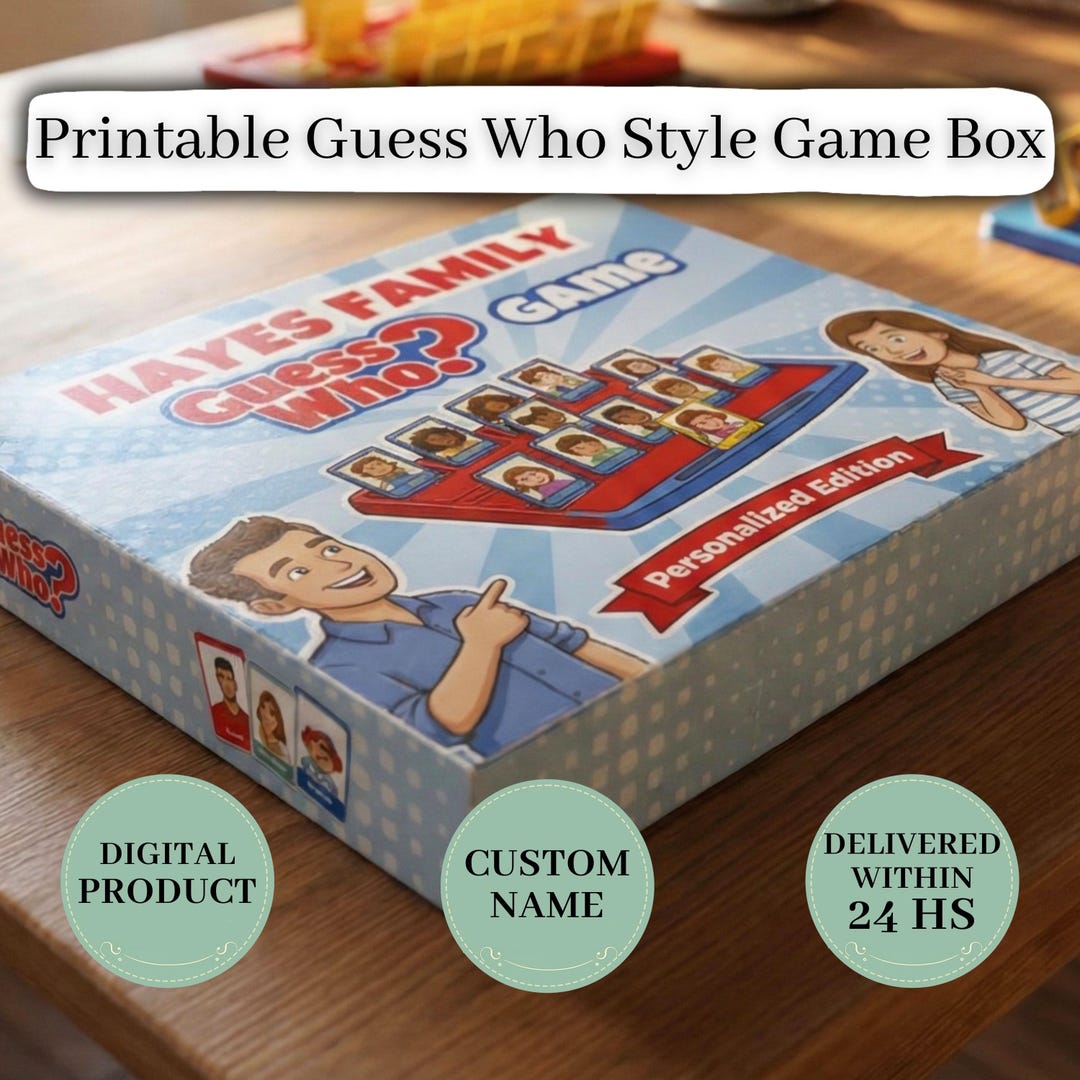 Printable Personalized Guess Who Style Game Box | Custom Family Name ...