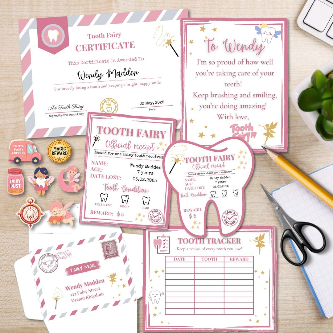 Editable Tooth Fairy Kit for Kids – Certificate, Receipts, Letter ...