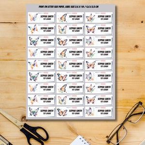 Set of Watercolor Butterflies Printables Labels Back to School ...
