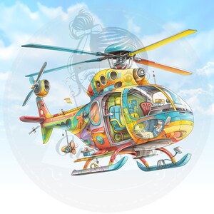 Colorful Helicopter Clipart Set, Modern PNG Images (300 DPI) - Etsy