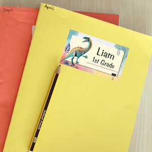 Dinosaur Printable Labels, Back to School Stickers (editable in Canva ...