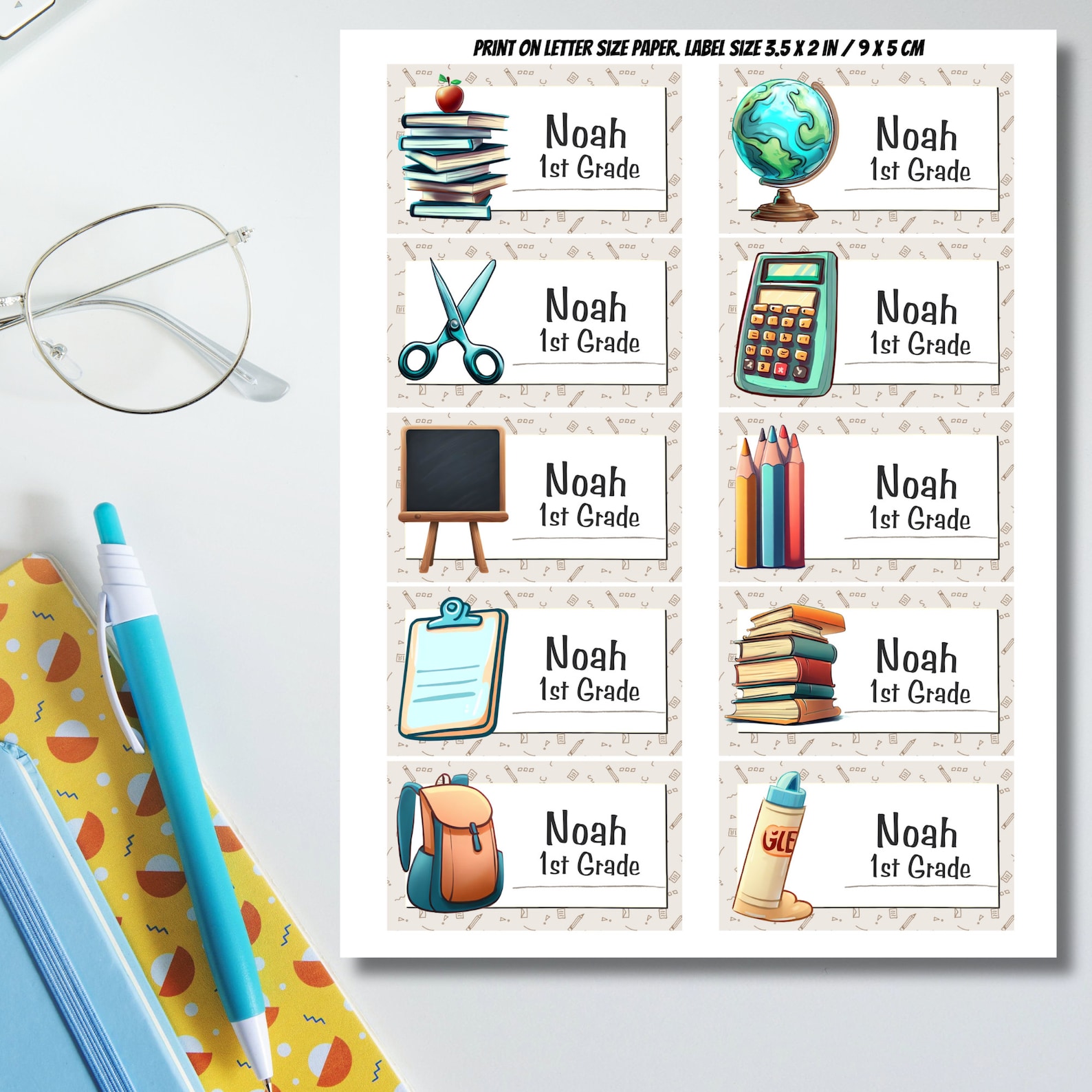 Back to School Labels, School Supply Stickers, Editable in Canva ...
