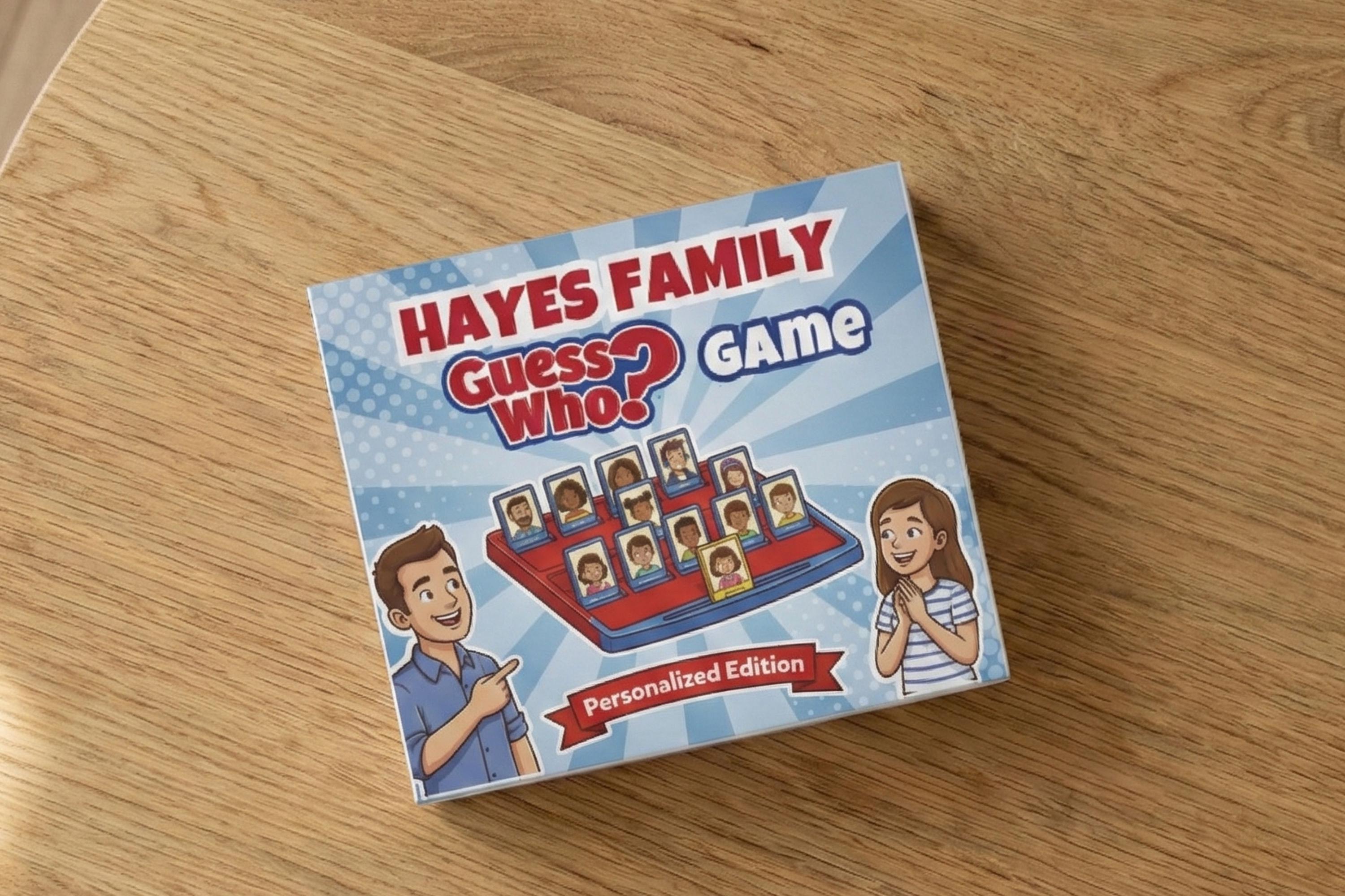 Custom Guess Who Portrait Cards, Personalized Cartoon Family Printable ...