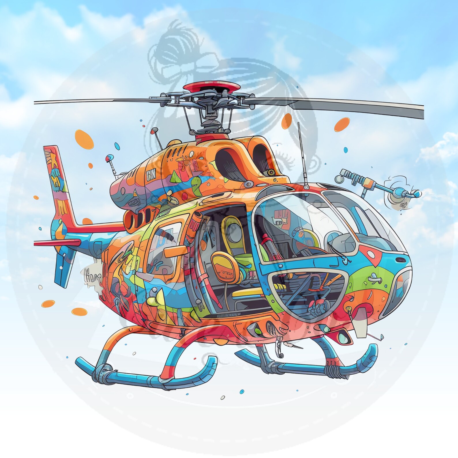 Colorful Helicopter Clipart Set, Modern PNG Images (300 DPI) - Etsy