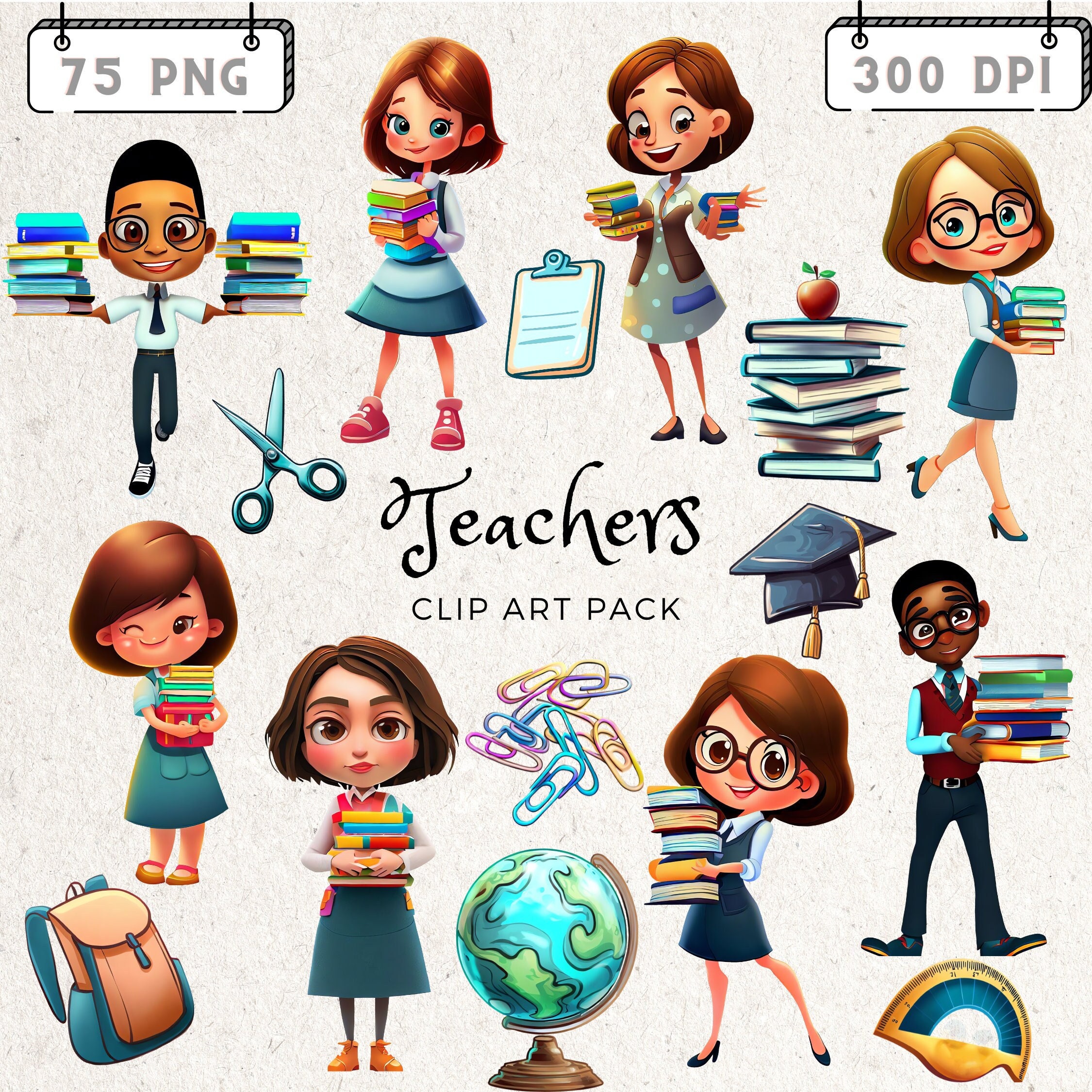 Teachers Clipart and School Supplies Drawings for Planner - Etsy