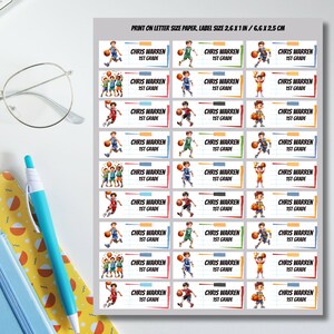 Set of Basketball Printables Labels Back to School, Basketball Stickers ...