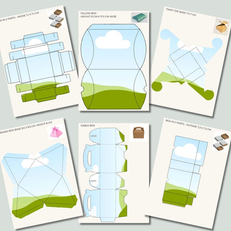 38 Gift Box Templates for Canva | Editable Favor Boxes + Digital Papers ...