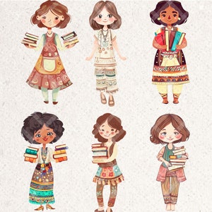 Teachers Clipart and School Supplies Boho Style Drawings for Planner ...